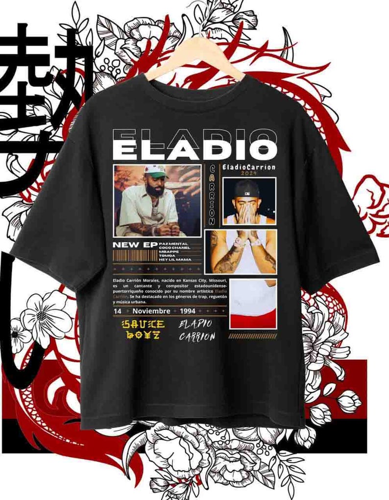 Eladio Carrion T Shirt Rapper Merch Hip Hop Fan Tee Streetwear Rap T ...