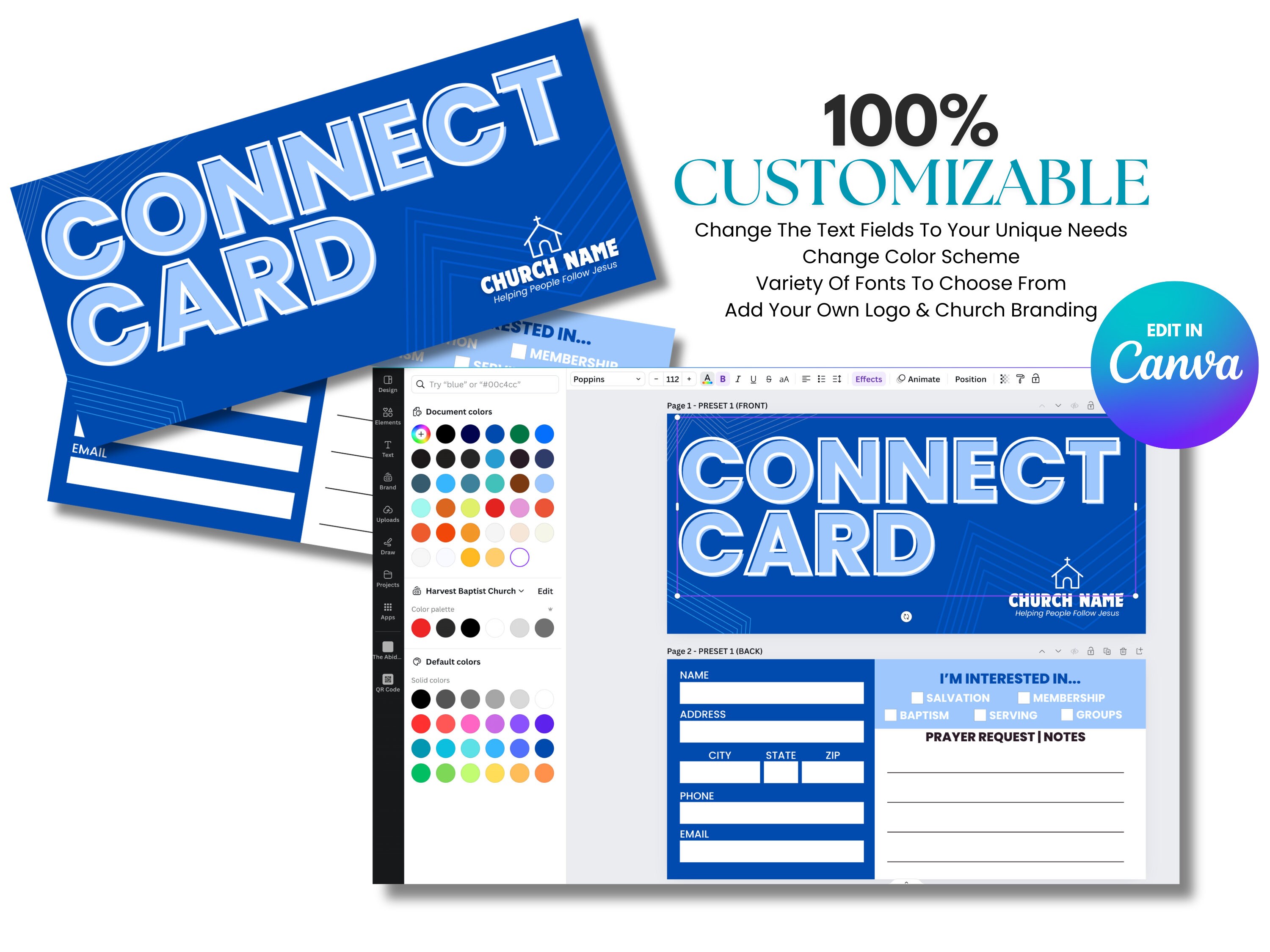 Customizable Church Connect Card Template 10 Preset Designs Canva ...