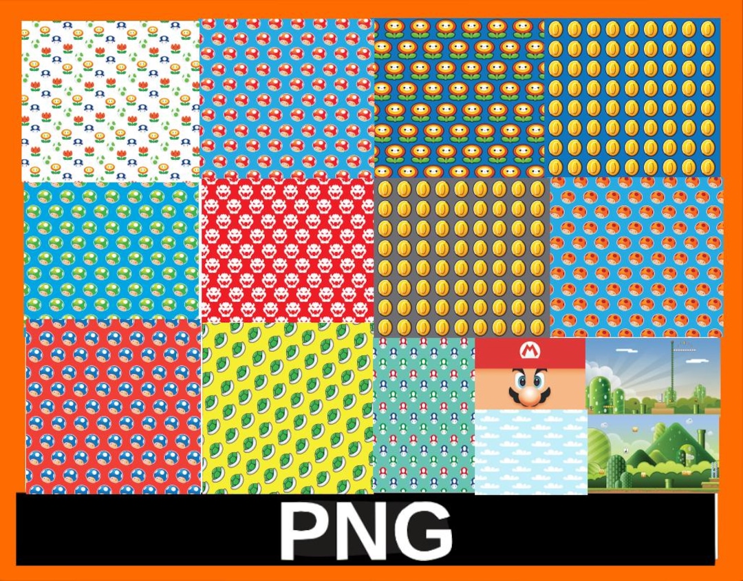 70+super Mario Digital Paper Jpg Clipart Bundle, Super Mario, Printable ...