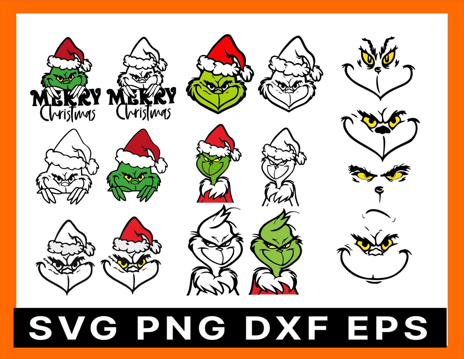 Grinch Christmas SVG Png Dxf Eps Bundle: Cricut Cut Files (digital ...