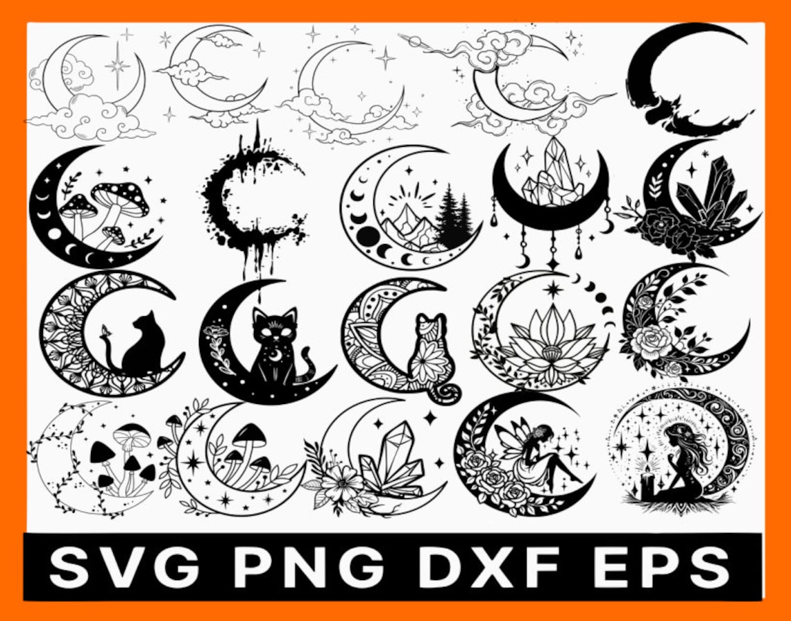20 Moon SVG Bundle, 20 Moon Png, 20 Moon Dxf, 20 Moon Eps, Halloween ...
