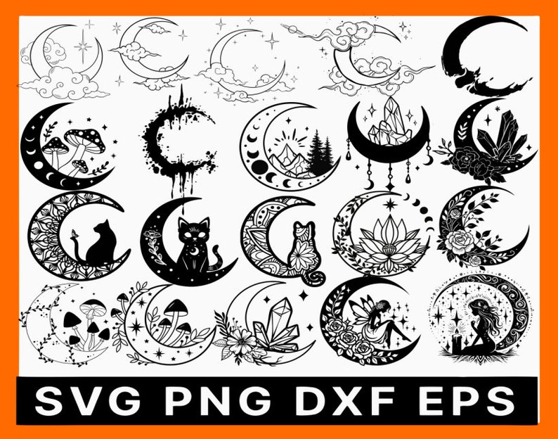 20 Moon SVG Bundle, 20 Moon Png, 20 Moon Dxf, 20 Moon Eps, Halloween ...