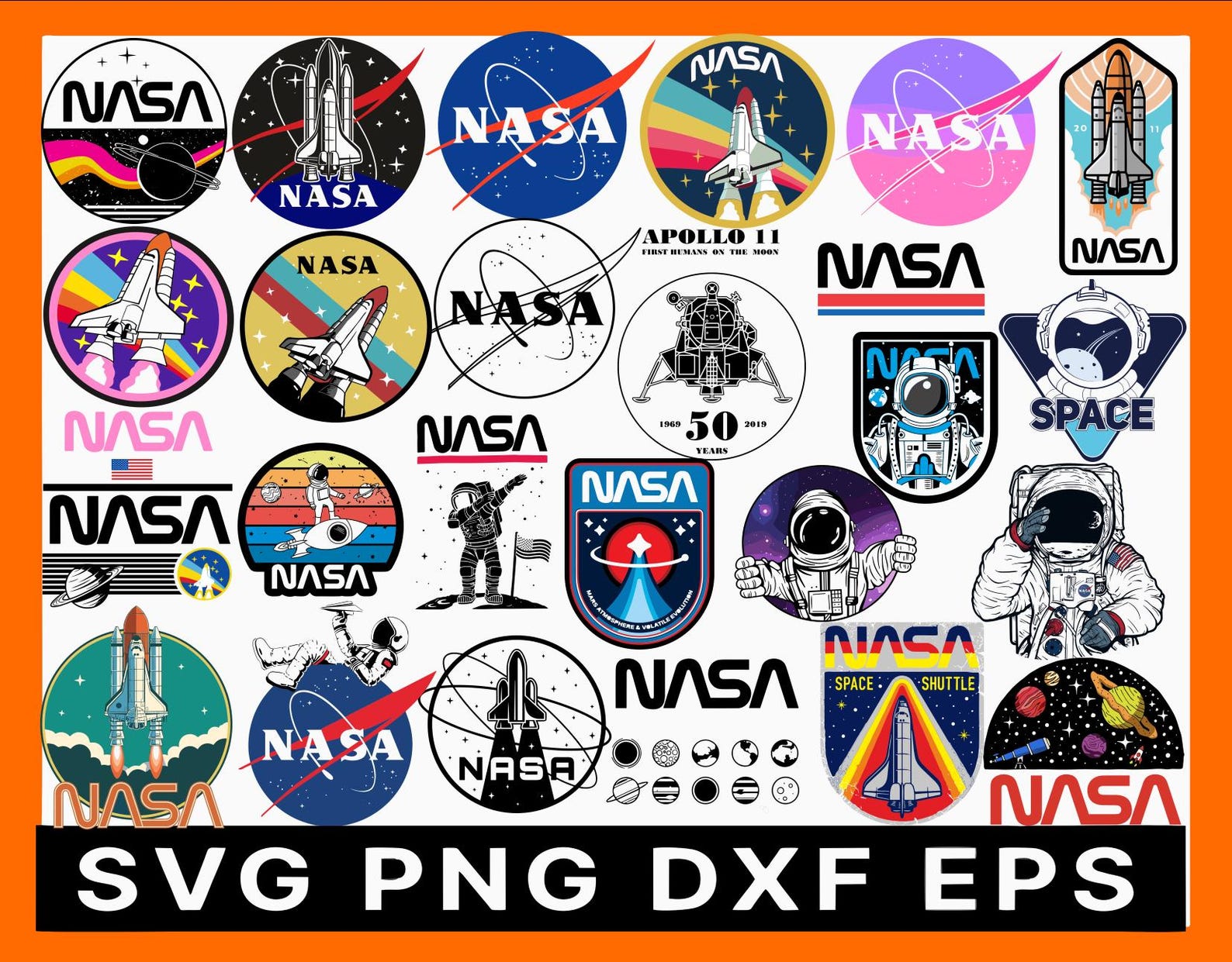 25 NASA Space Circle Designs: SVG, PNG, Dxf, Eps (digital Download) - Etsy