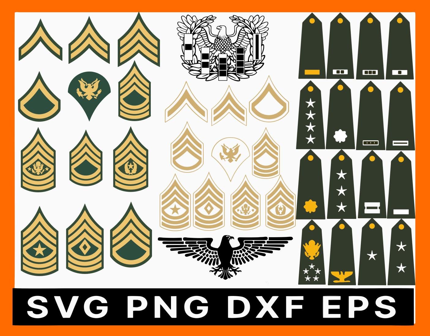 Us Army Ranks Svg,army Enlisted Ranks Svg,enlisted Ranks Png,us Ranks ...