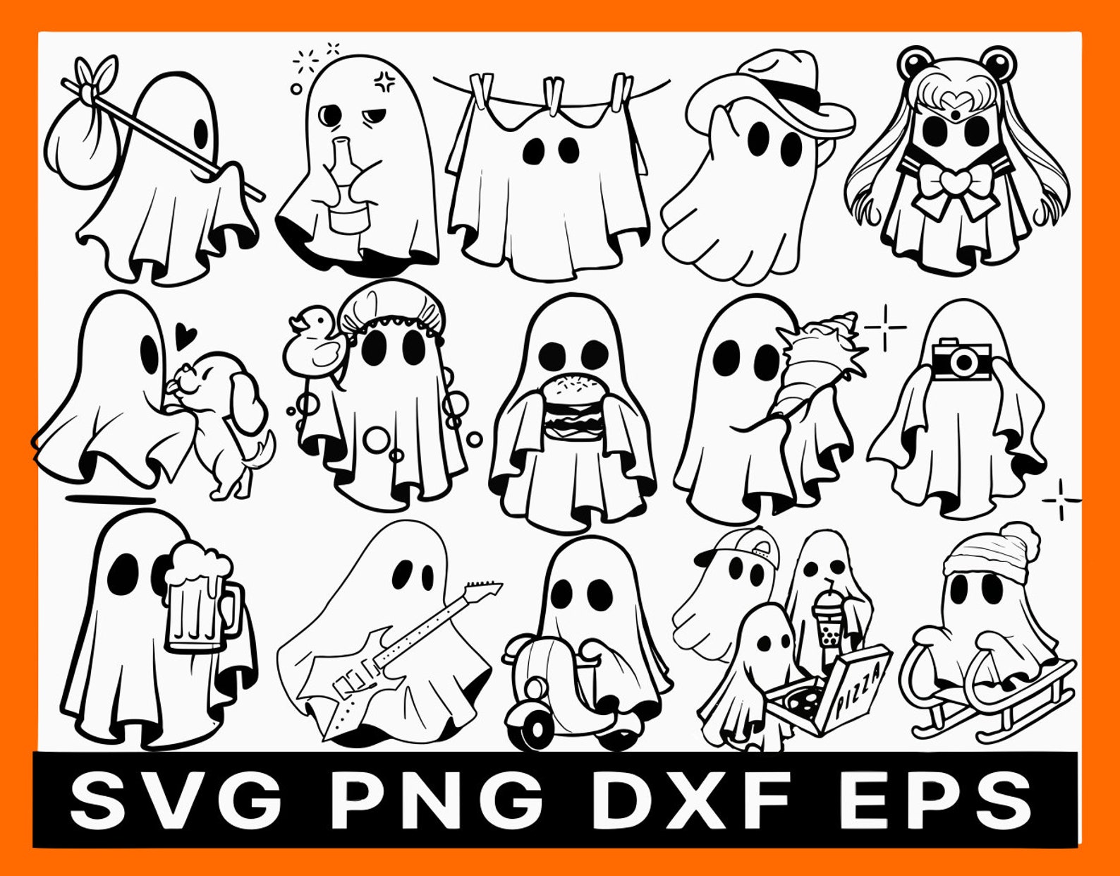 15 Ghost Svg, Ghost Svg Bundle, Ghost Png, Ghost Clipart,cute Ghost,boo ...