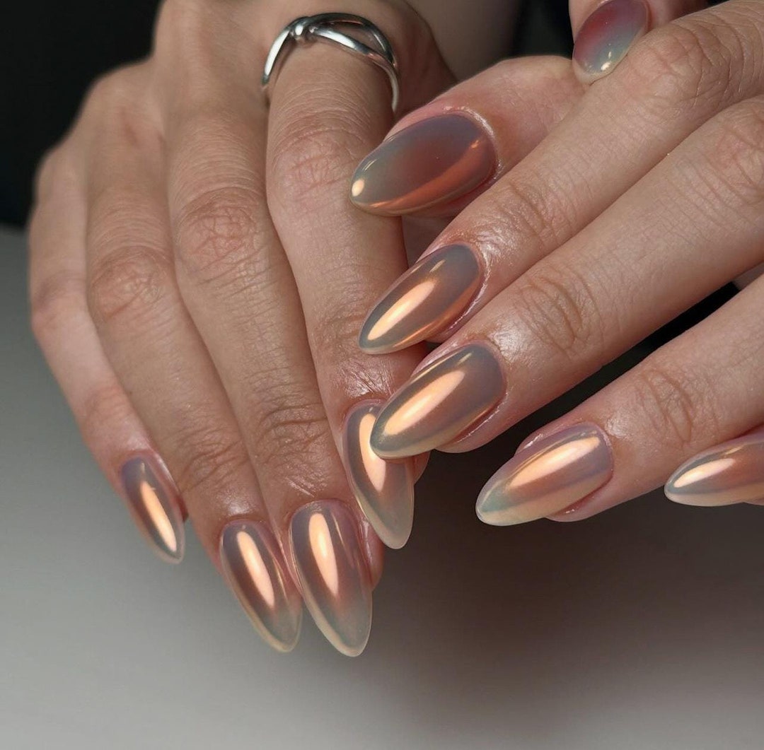 Ombre Chrome Press on Nails: Hand Painted Gel Y2K Style - Etsy