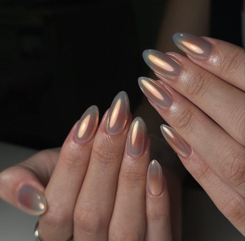 Ombre Chrome Press on Nails: Hand Painted Gel Y2K Style - Etsy