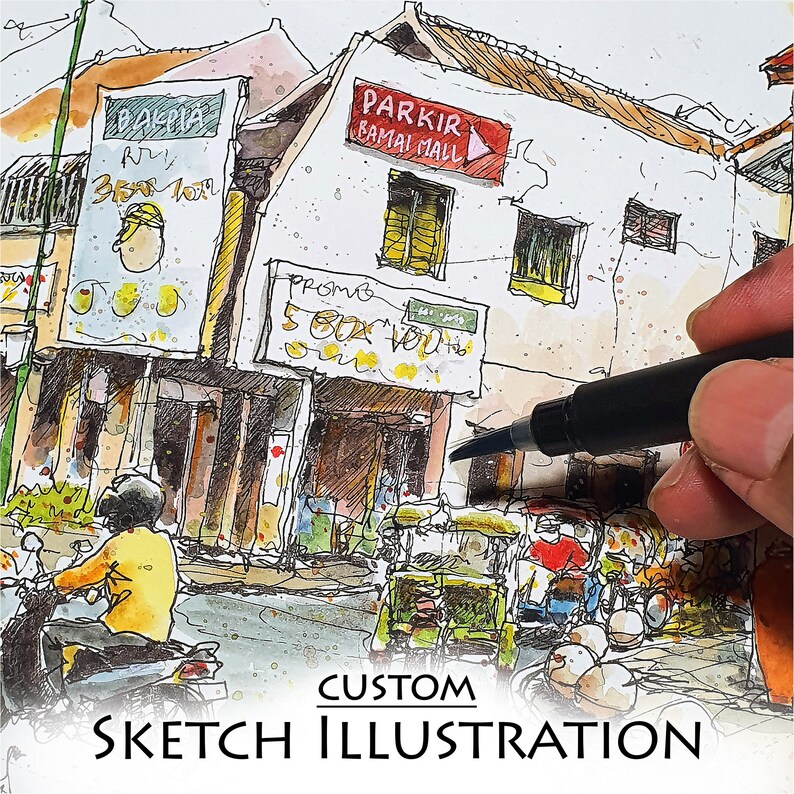 CUSTOM DRAWING SKETCH for Storefront, Resto, Coffee Shop, Boutique ...