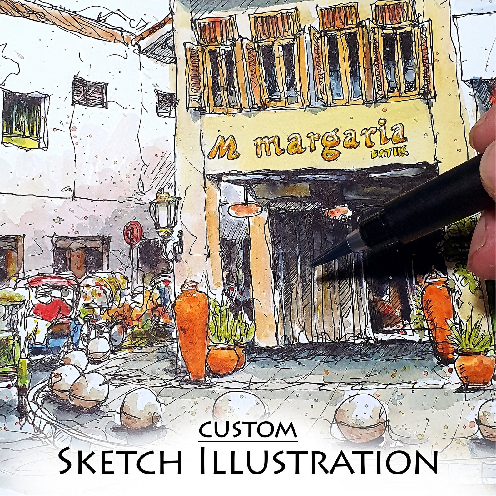 CUSTOM DRAWING SKETCH for Storefront, Resto, Coffee Shop, Boutique ...