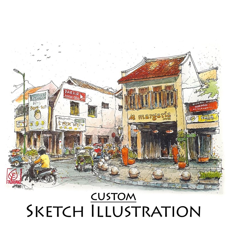CUSTOM DRAWING SKETCH for Storefront, Resto, Coffee Shop, Boutique ...