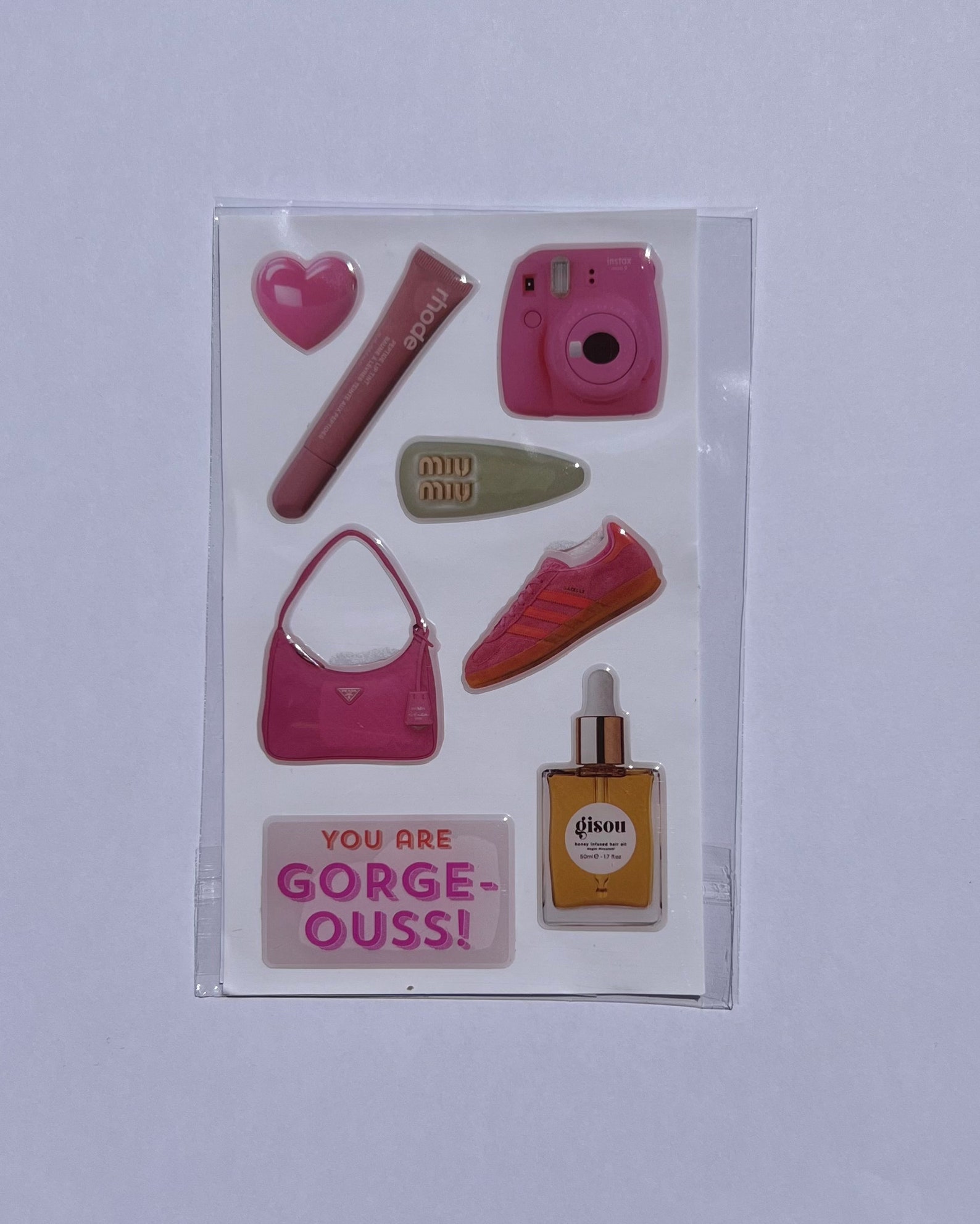 Chic Pink Aesthetic Epoxy Stickers - Trendy 3D Stickers for Iphone ...