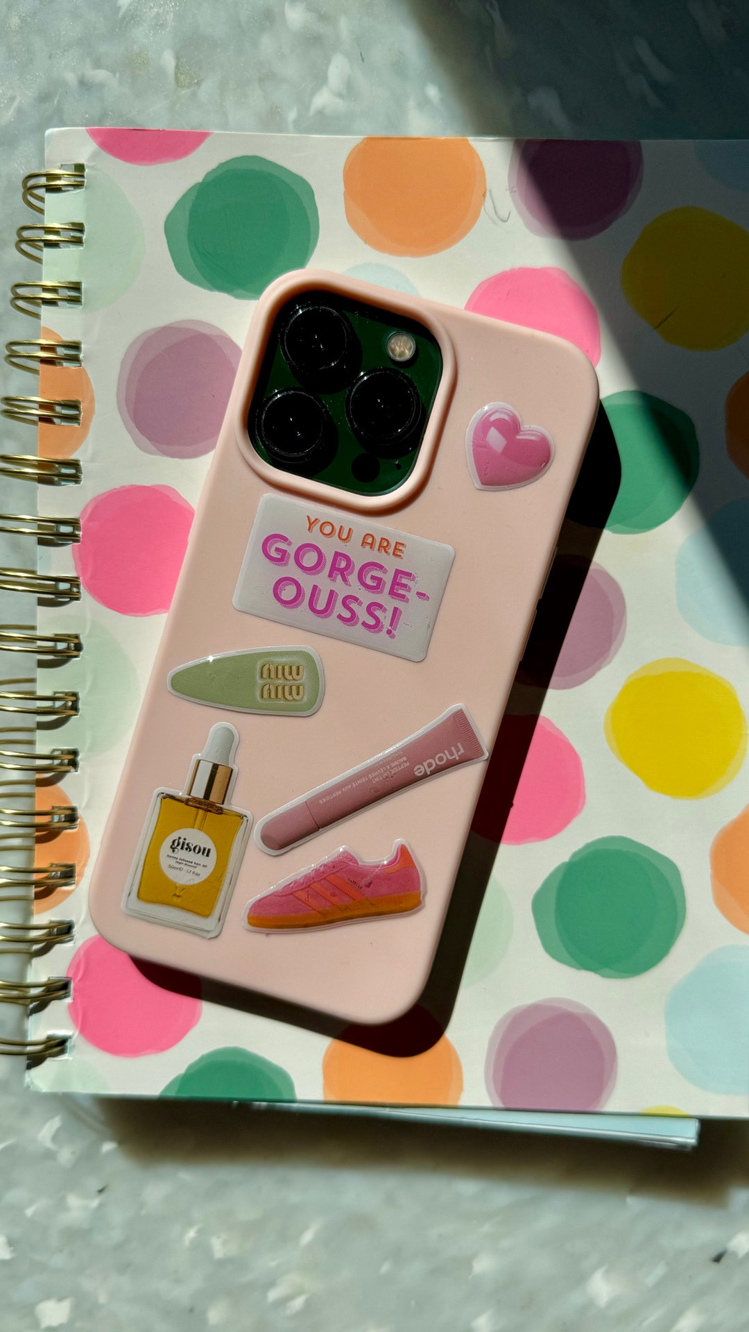 Chic Pink Aesthetic Epoxy Stickers - Trendy 3D Stickers for Iphone ...