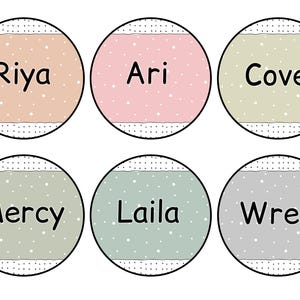 Printable Boho Neutral Dotty Student Name Labels, Editable Round Name ...