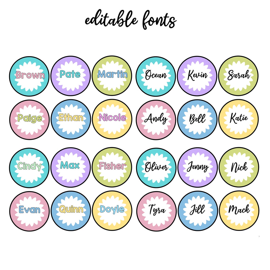 Back to School Student Name Tags, Vibrant Classroom Labels, Round Name ...