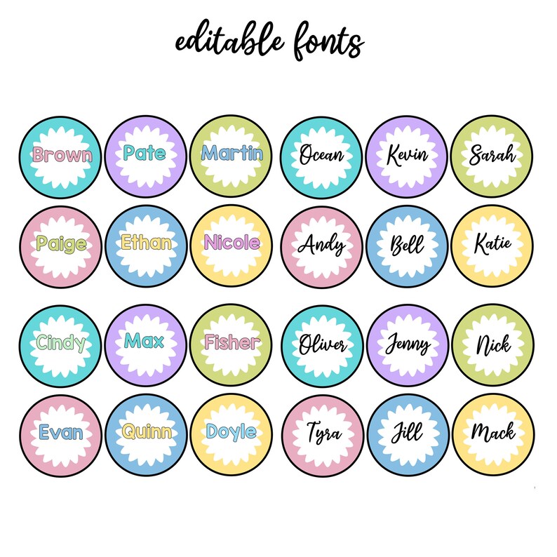 Back to School Student Name Tags, Vibrant Classroom Labels, Round Name ...
