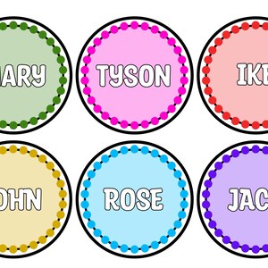 Printable Bright Round Student Name Labels, Circle Name Badges, Name ...