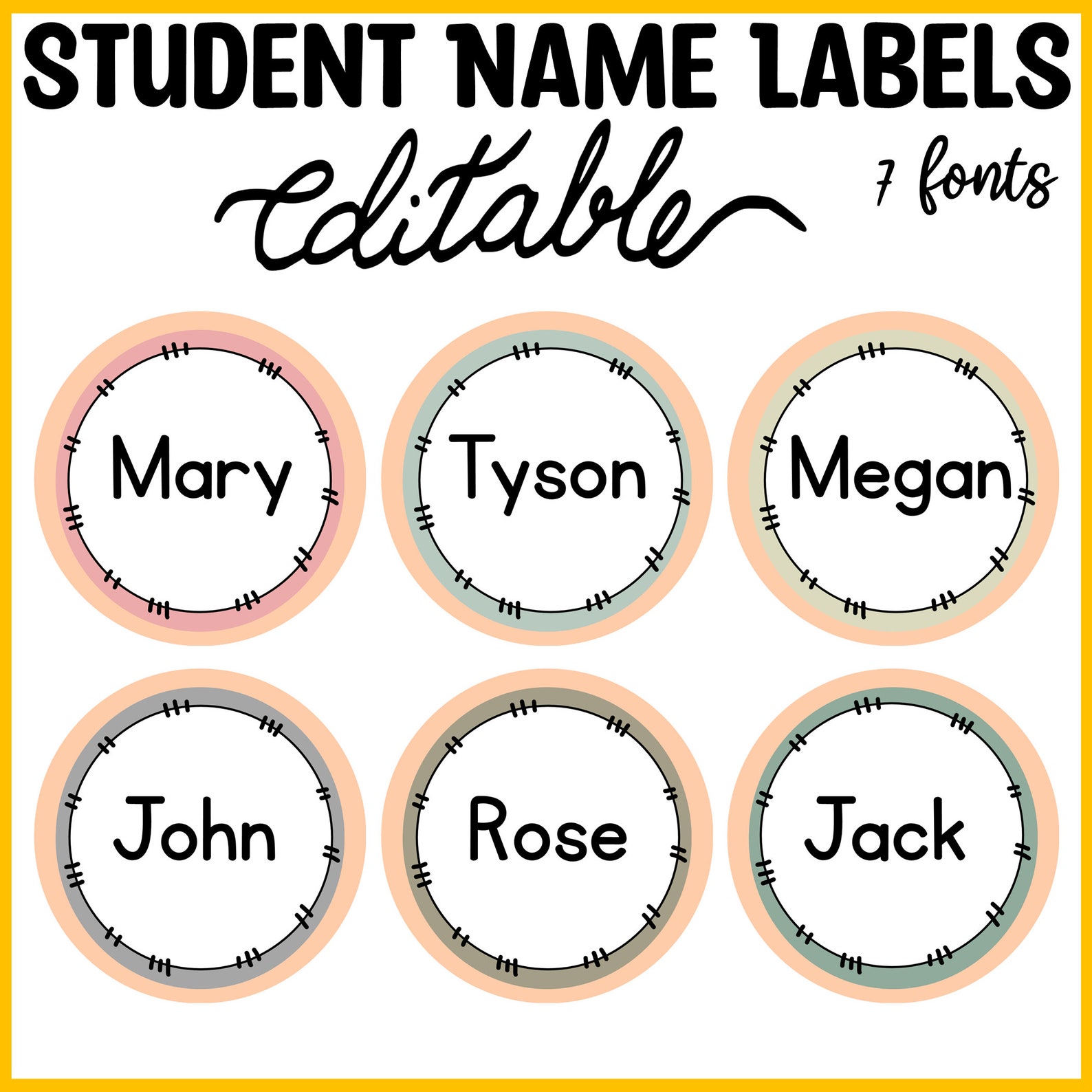 Printable Boho Neutral Student Name Labels, Classroom Labels, Name ...