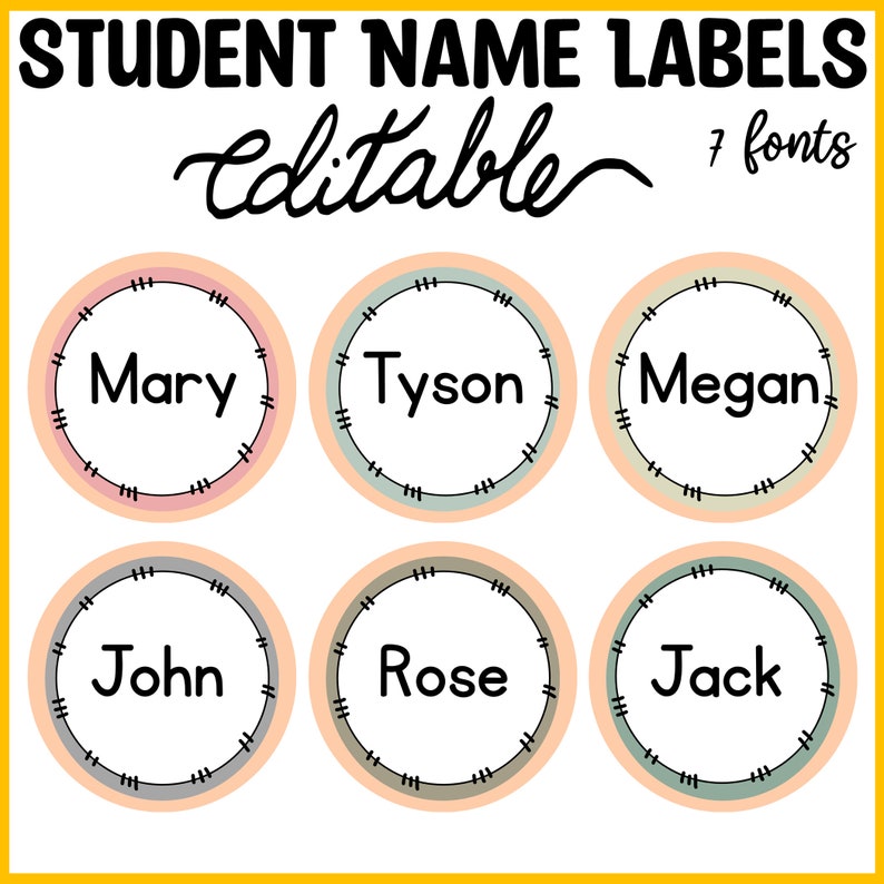 Printable Boho Neutral Student Name Labels, Classroom Labels, Name ...