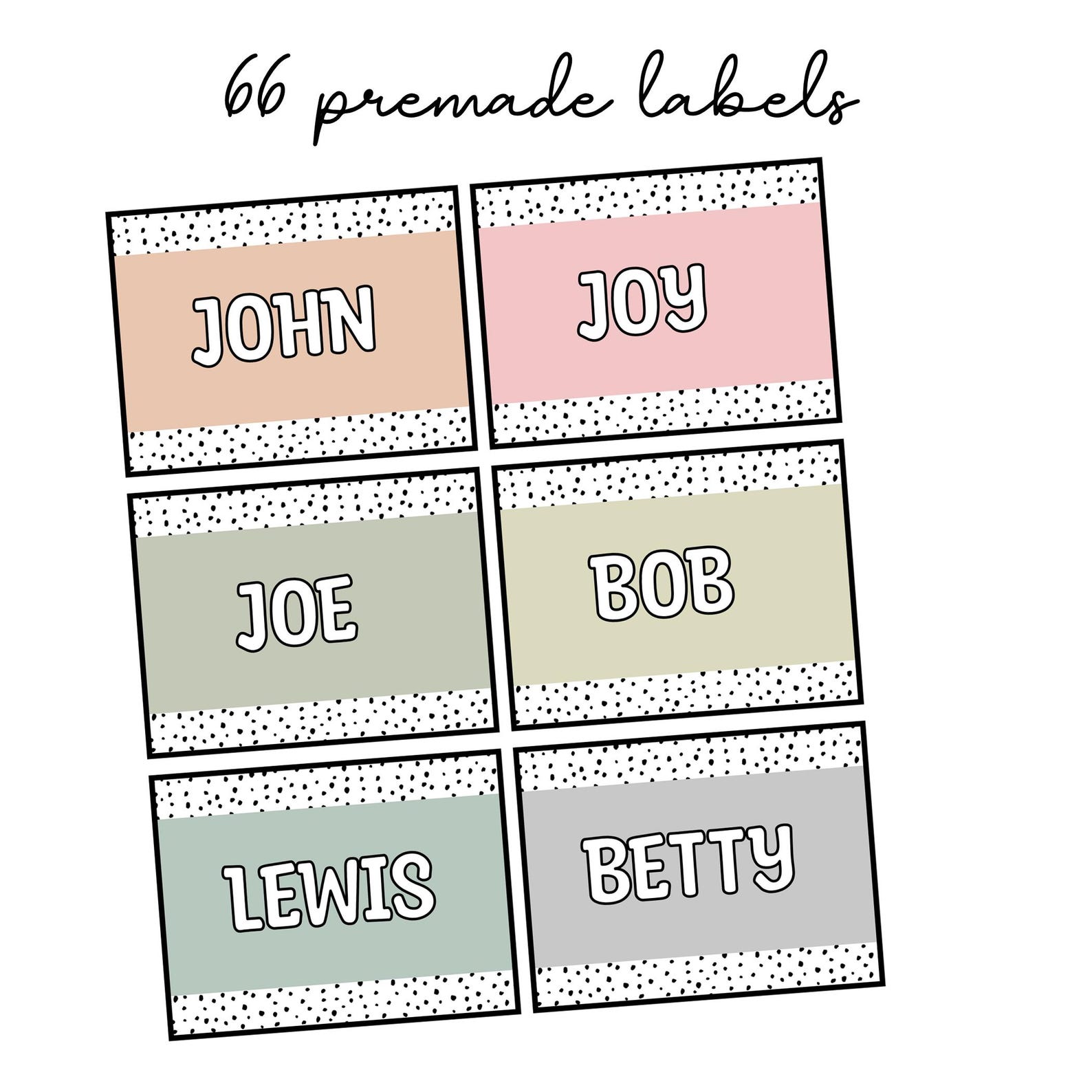 Printable Spotty Name Labels, Back to School Nametags, Boho Spotty ...