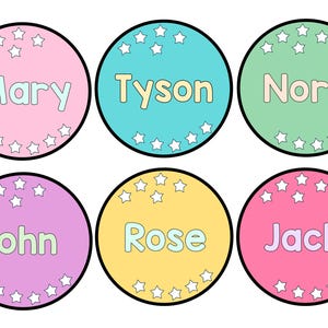 Back to School Printable Stars Student Name Labels, Bright Classroom ...