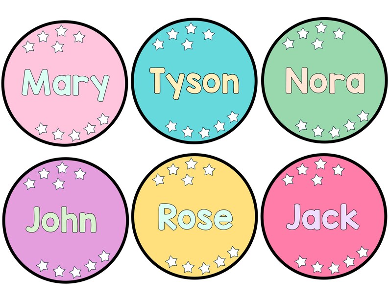 Back to School Printable Stars Student Name Labels, Bright Classroom ...