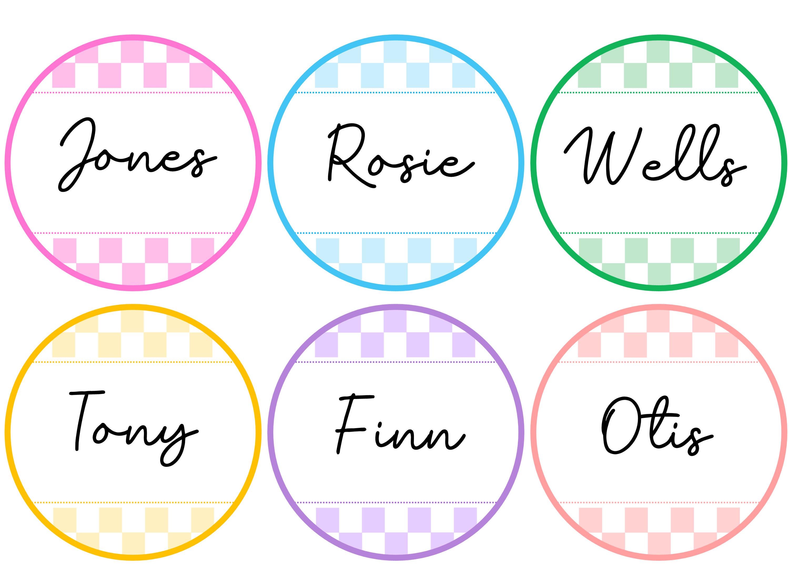 Printable Pastel Student Name Tags, Round Daycare Labels, Circle Cubby ...