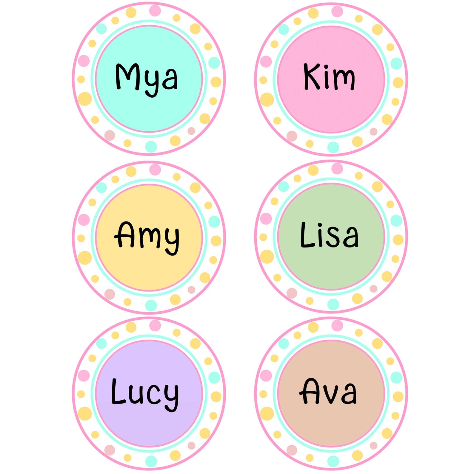 Back to School Pastel Polka Dots Student Nametags, Name Tents, Locker ...