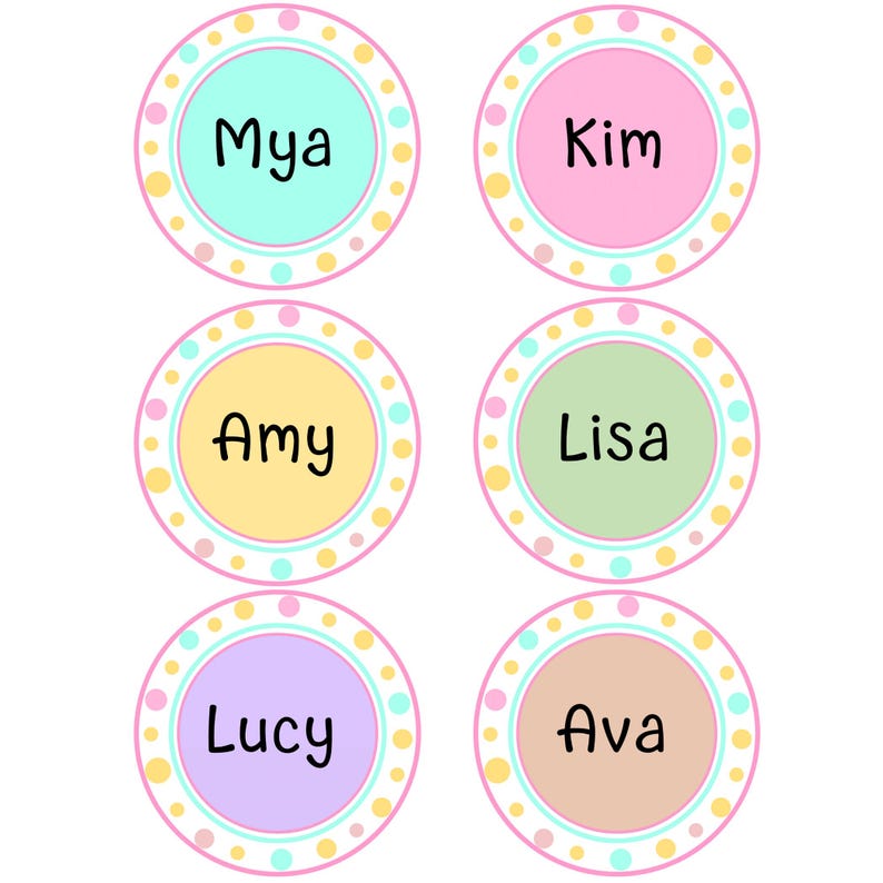 Back to School Pastel Polka Dots Student Nametags, Name Tents, Locker ...