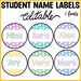 Printable Botanical Student Name Labels, Round Cubbies Labels, Boho ...