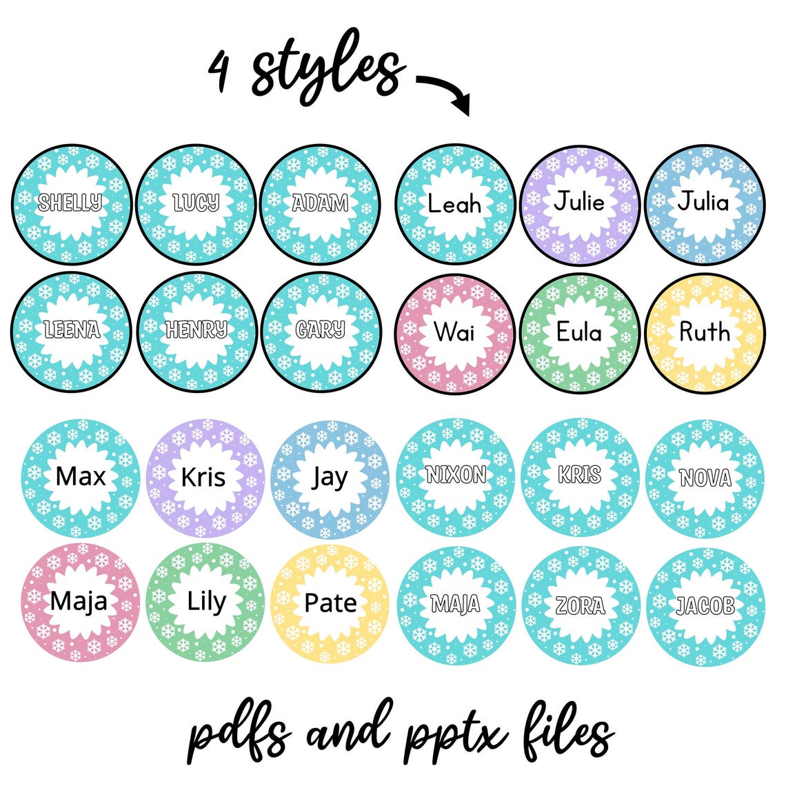 Winter Student Name Tags, Printable Snowflakes Name Labels, Cubby ...