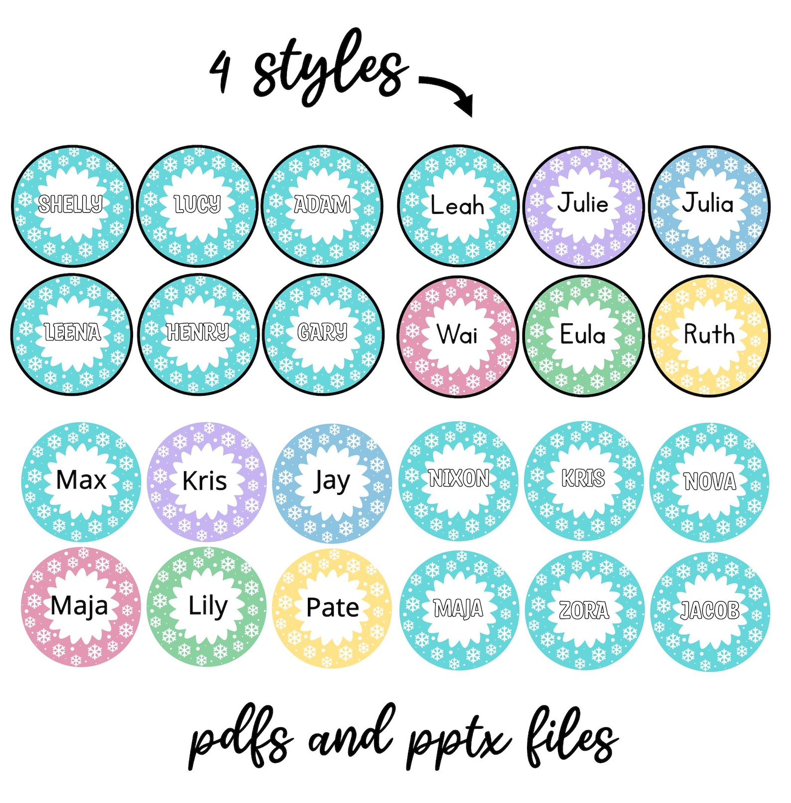 Winter Student Name Tags, Printable Snowflakes Name Labels, Cubby ...