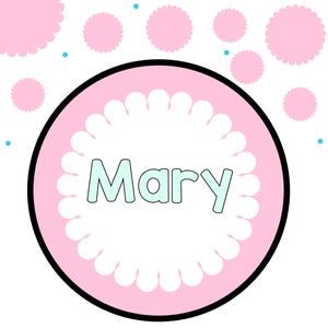Printable Pink Student Name Labels, Circle Name Plates, Cubby Tags ...