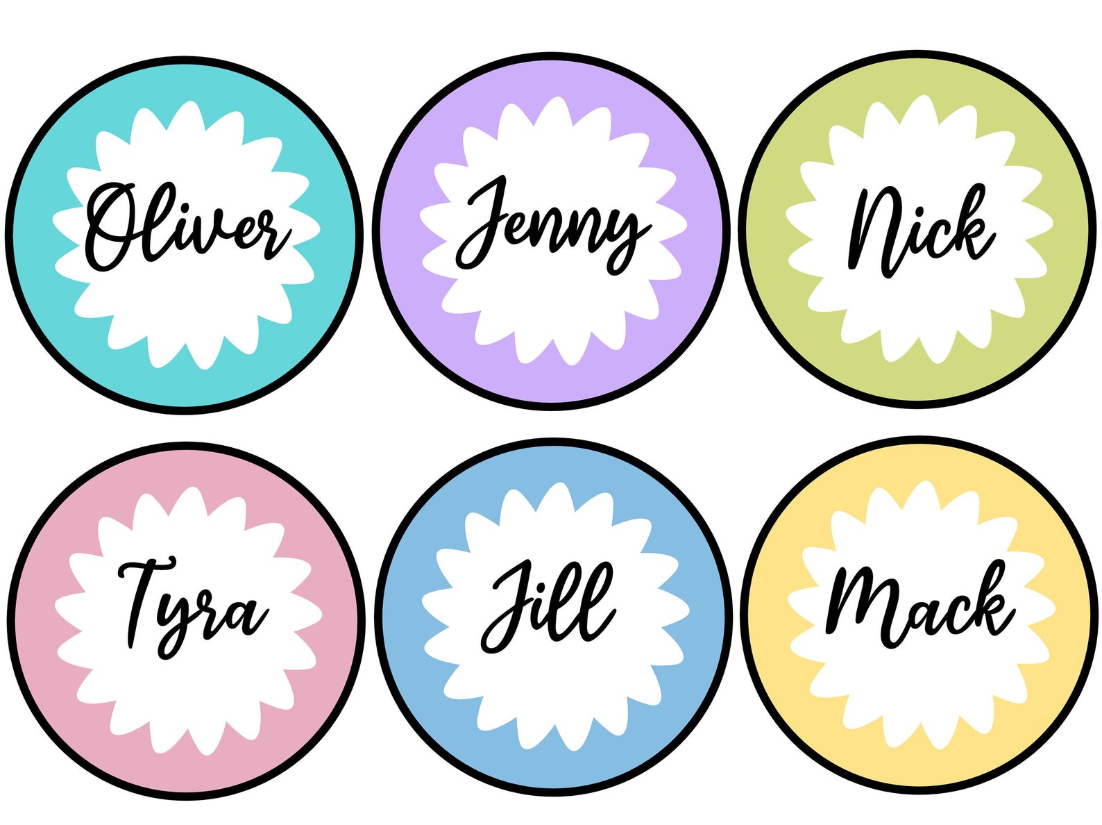 Back to School Student Name Tags, Vibrant Classroom Labels, Round Name ...