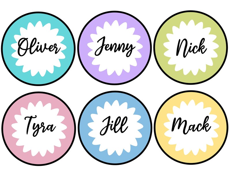 Back to School Student Name Tags, Vibrant Classroom Labels, Round Name ...