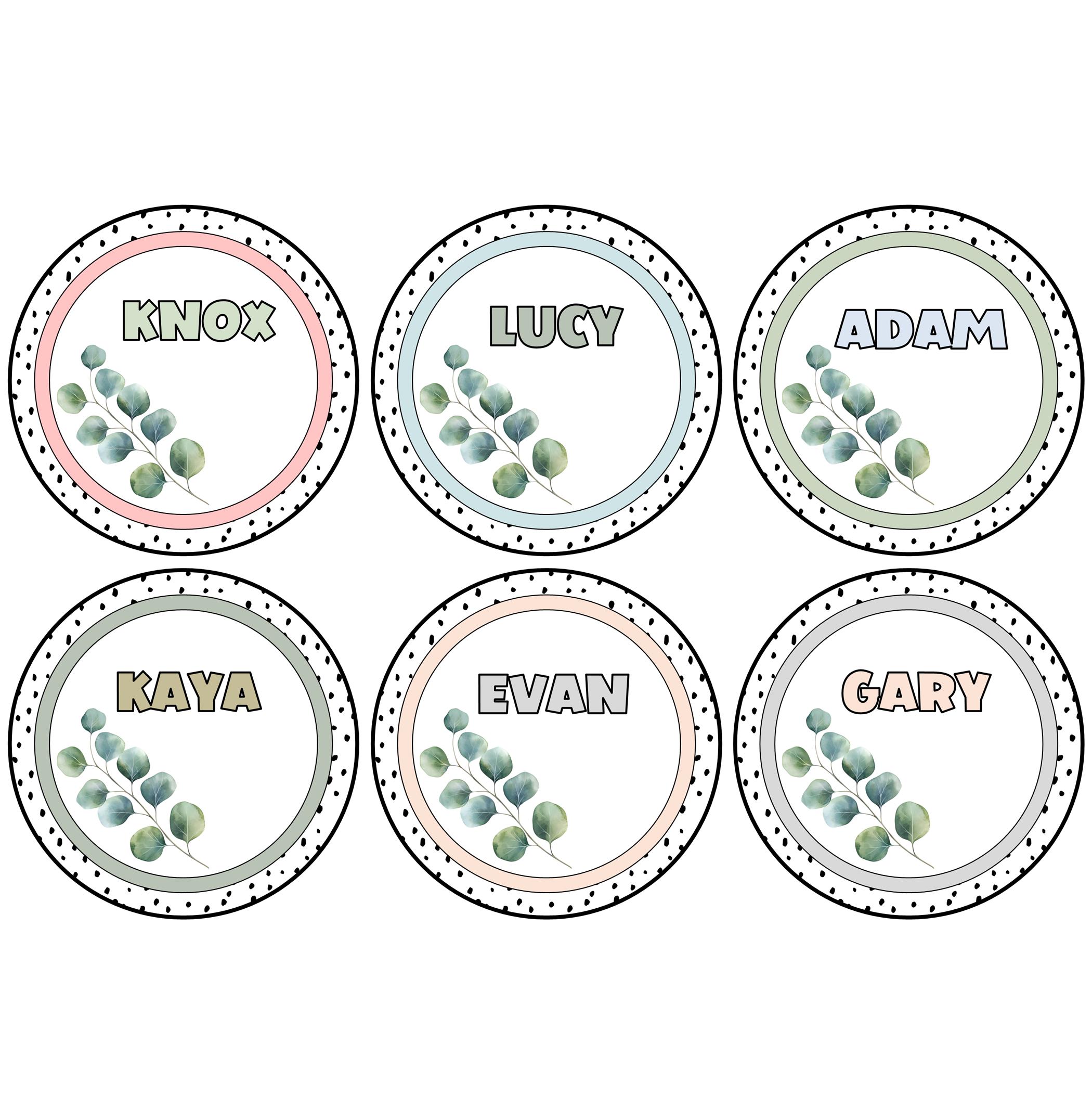 Boho Neutral Spotty Spring Botanical Student Name Labels, Spring ...