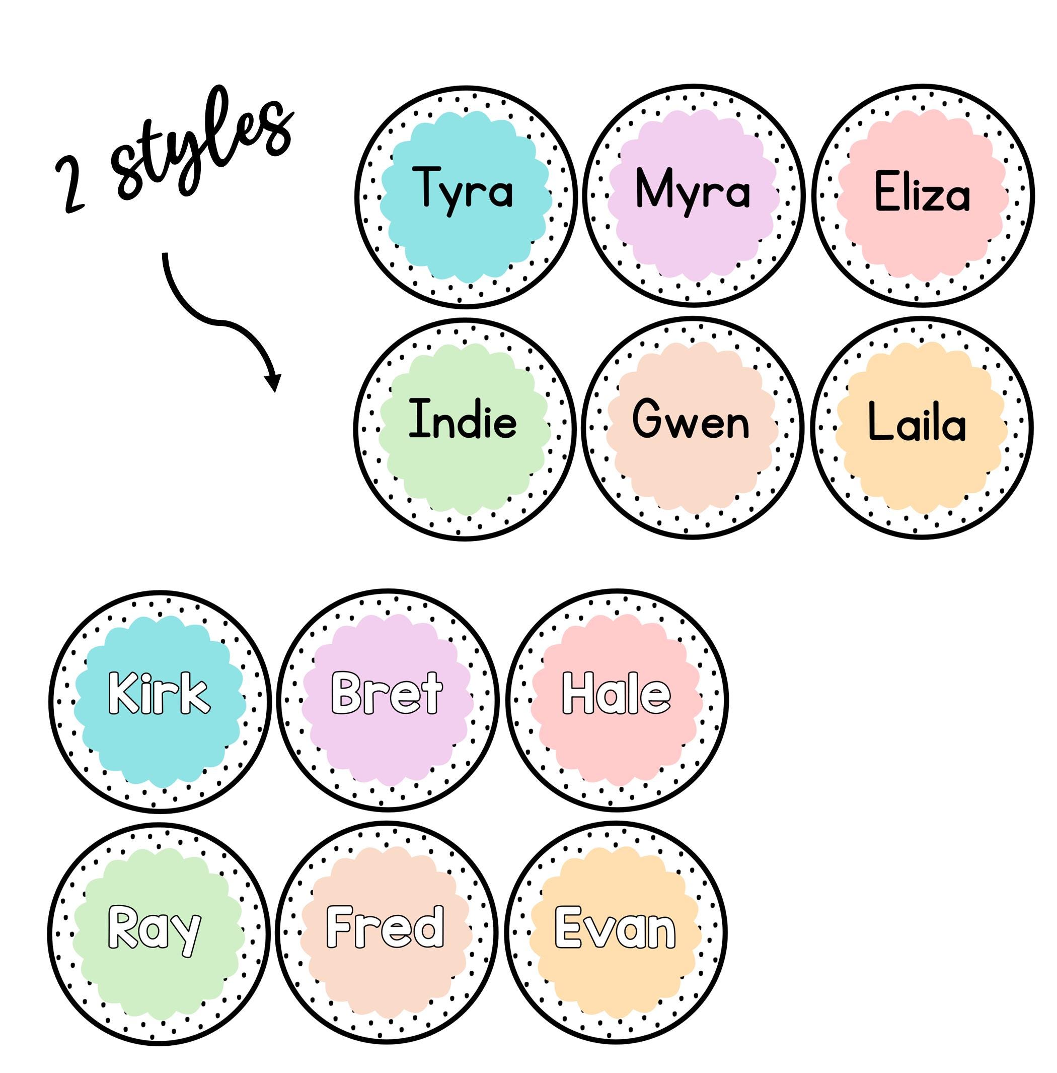 Back to School Printable Pastel Spotty Student Name Tags, Boho Nametags ...