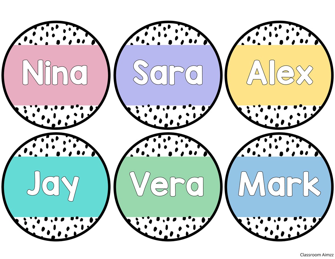 Back to School Bright Spotty Student Name Tags, Name Signs, Classroom ...
