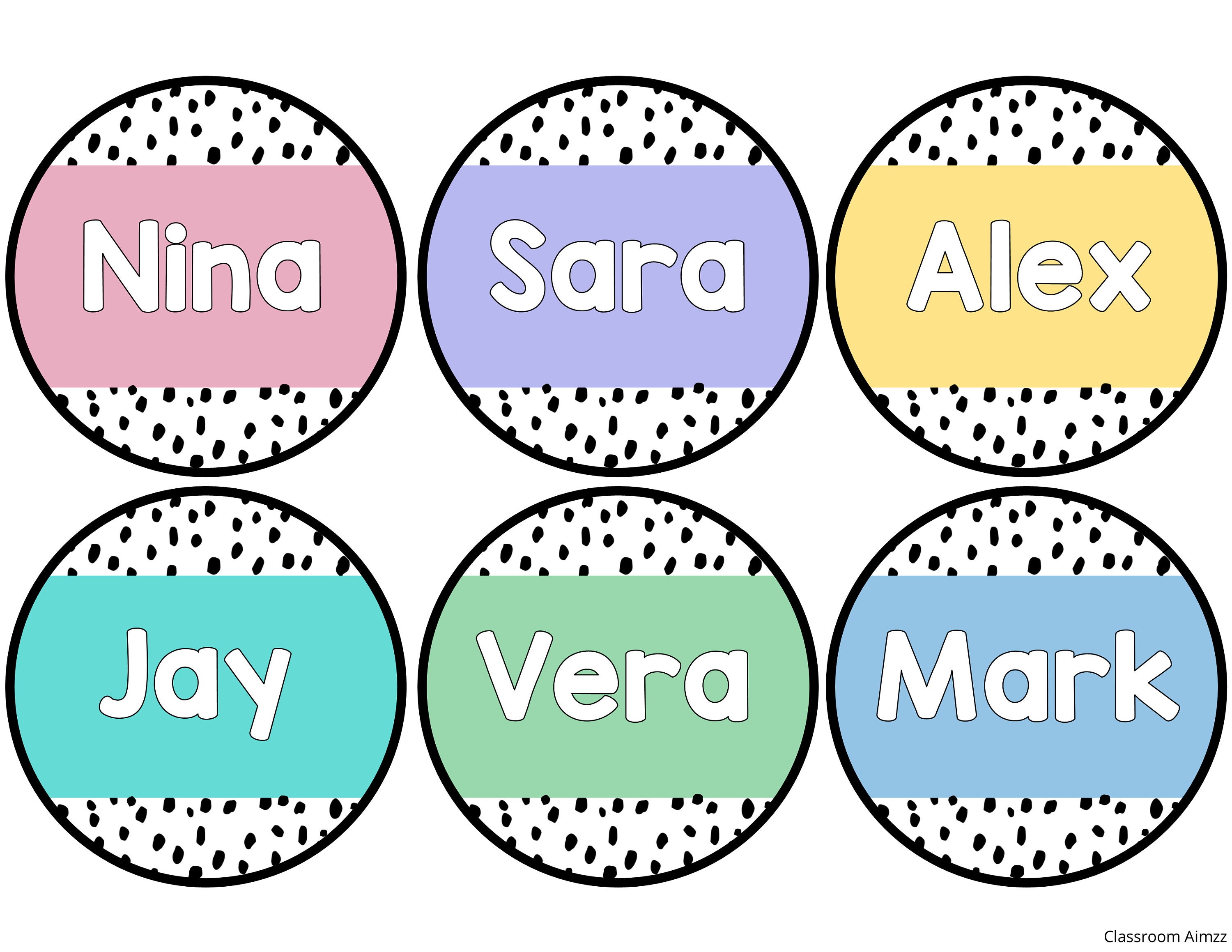 Back to School Bright Spotty Student Name Tags, Name Signs, Classroom ...