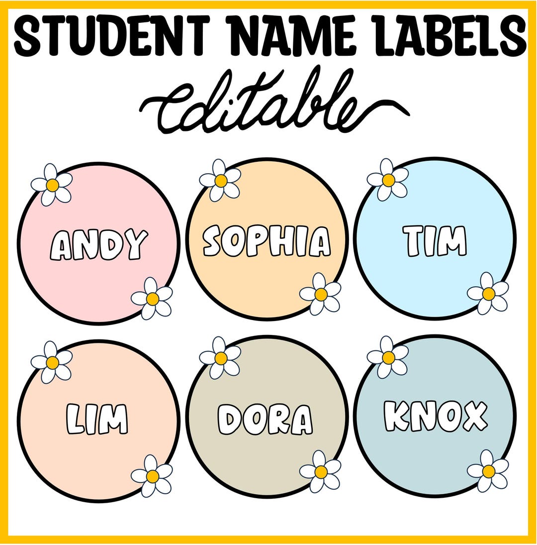 Back to School Student Name Cards, Round Floral Student Name Labels ...