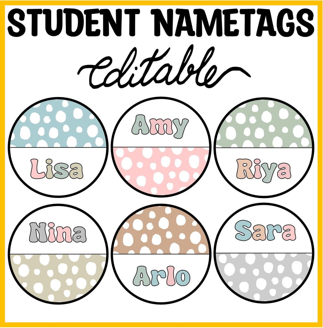 Back to School Winter Student Name Tags, Printable Name Labels, Boho ...