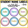 Printable Boho Spotty Neutral Student Name Labels, Round Student Name ...
