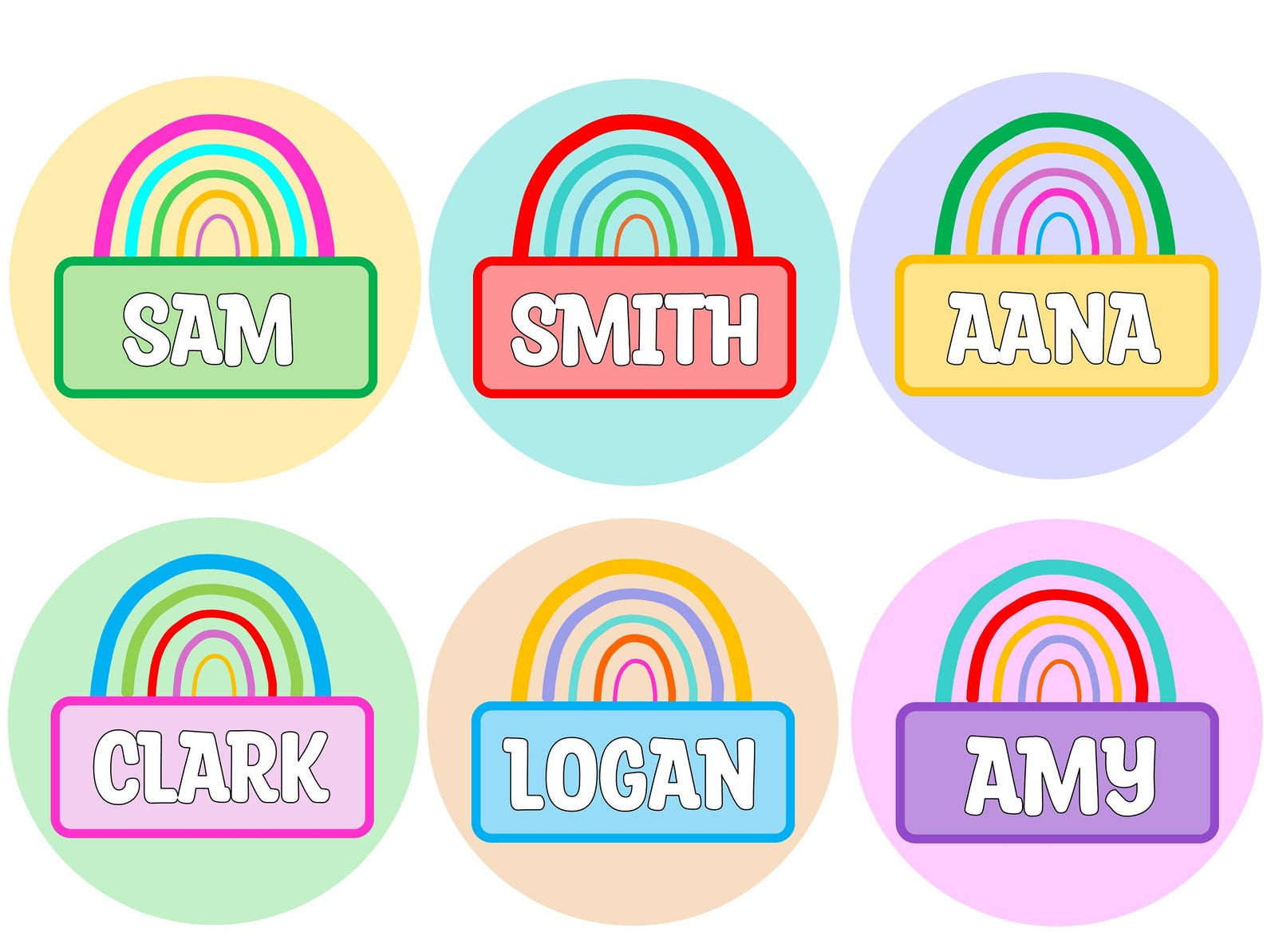 Printable Rainbow Theme Student Name Tags, Name Signs, Classroom Labels ...