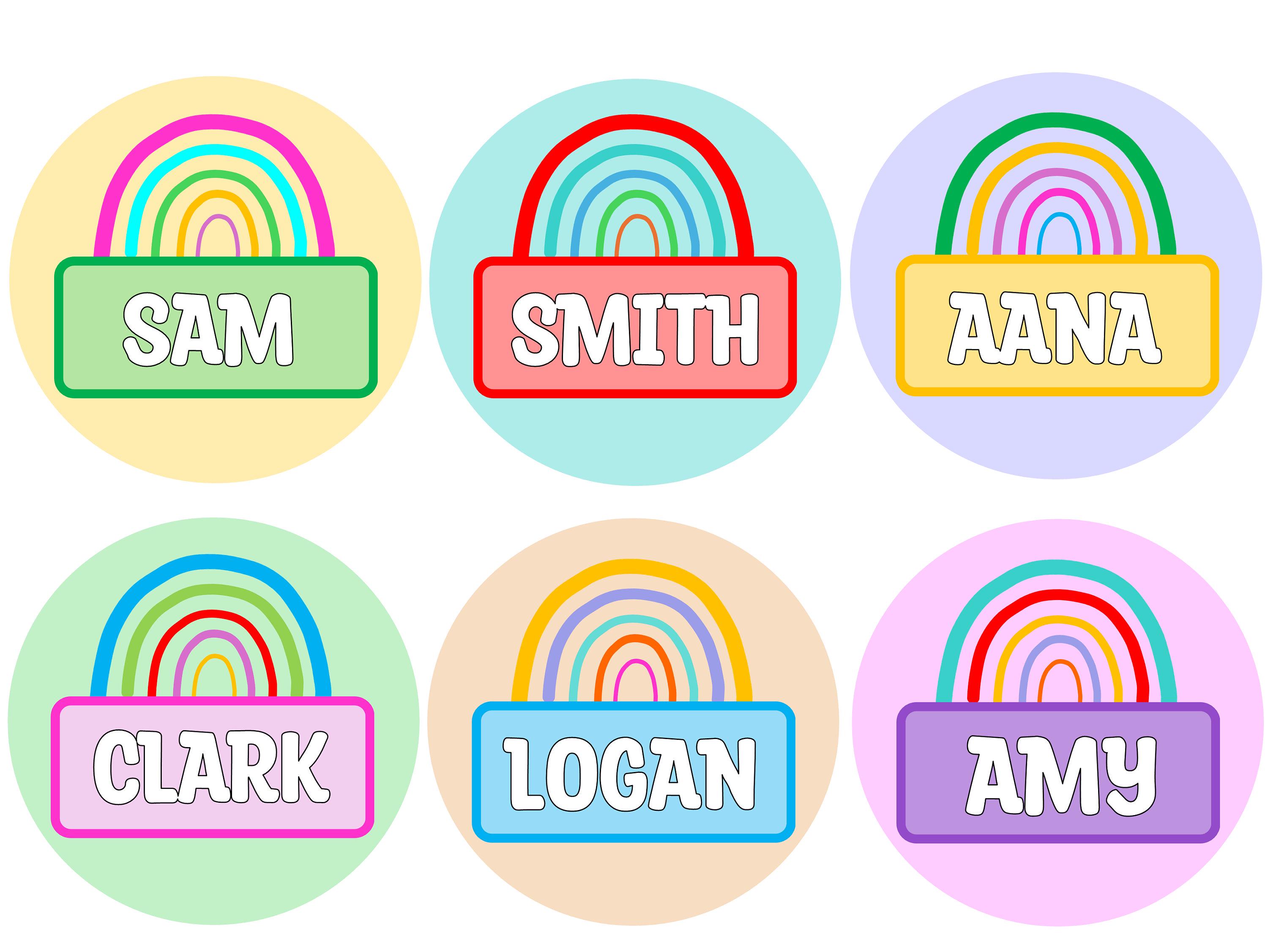 Printable Rainbow Theme Student Name Tags, Name Signs, Classroom Labels ...