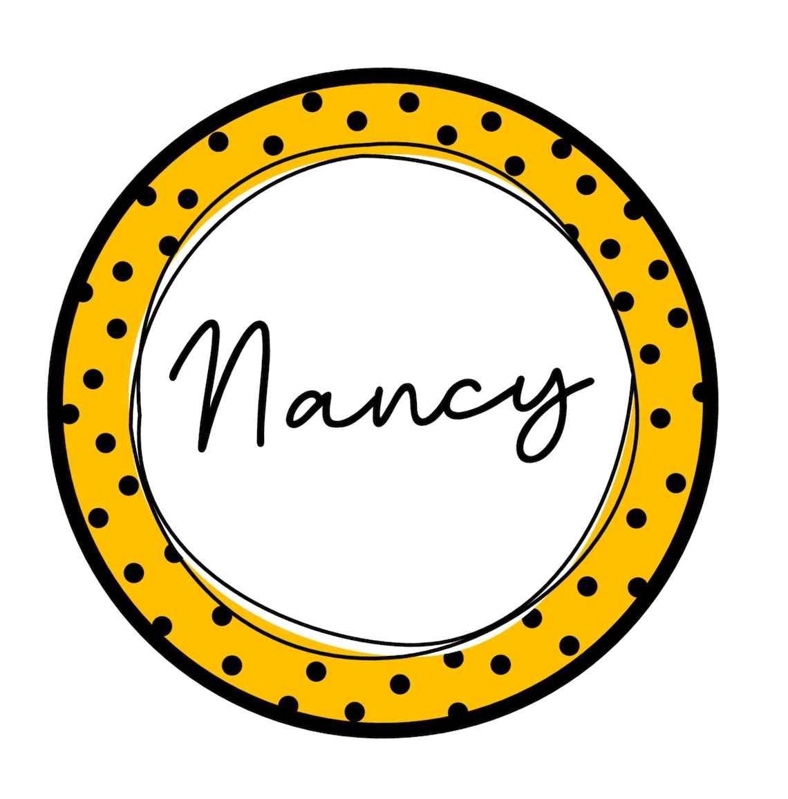 Printable Black and Bright Polka Dots Student Name Labels, Name Signs ...