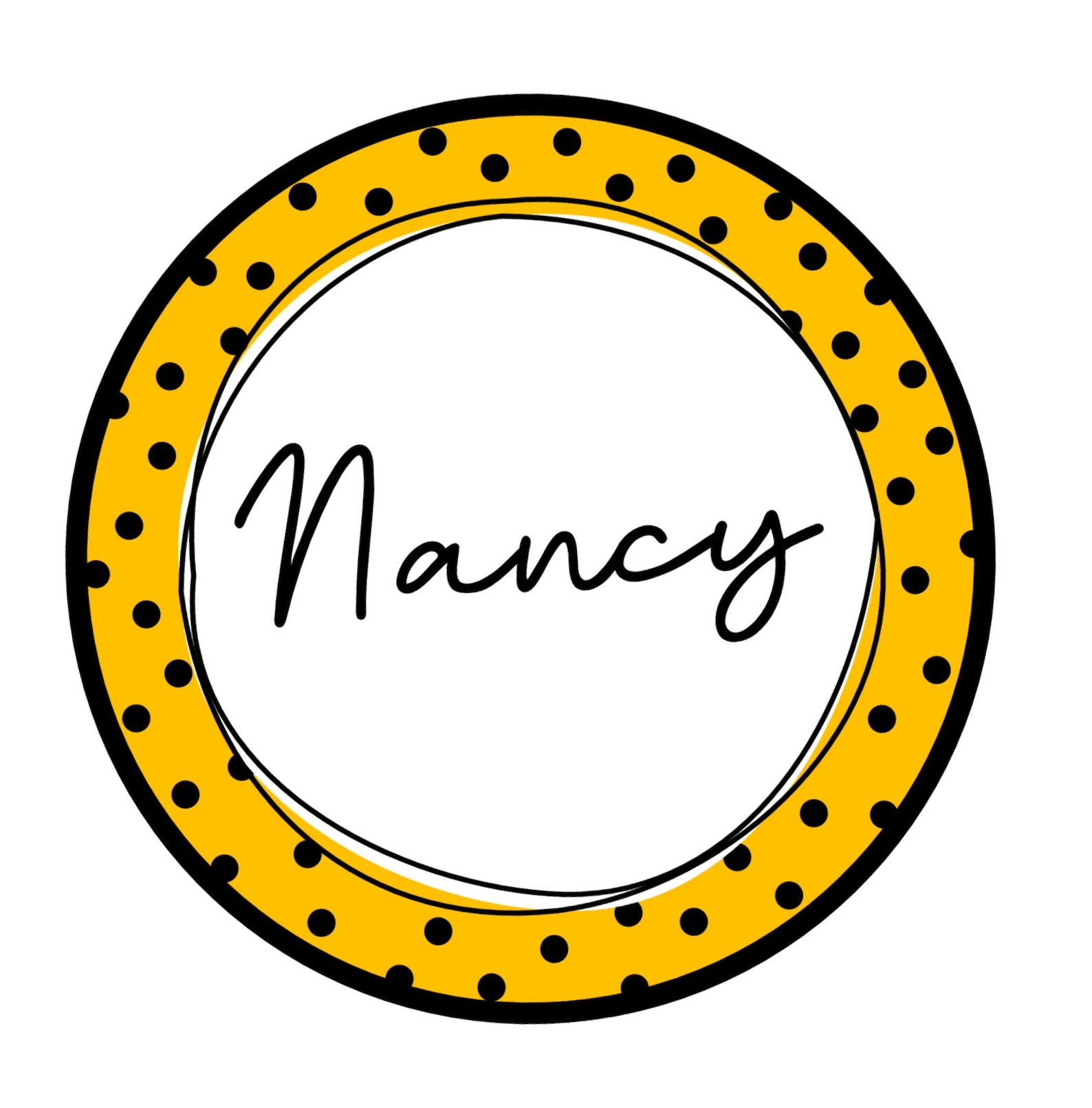 Printable Black and Bright Polka Dots Student Name Labels, Name Signs ...