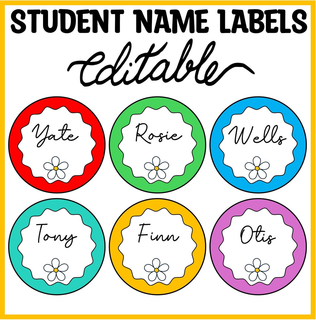 Editable Spring Student Name Labels, Floral Name Plates, Spring Name ...