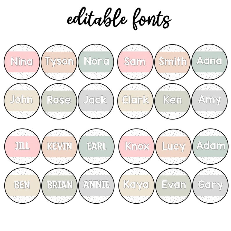 Printable Boho Neutral Minimalist Dotty Student Name Labels, Calm ...