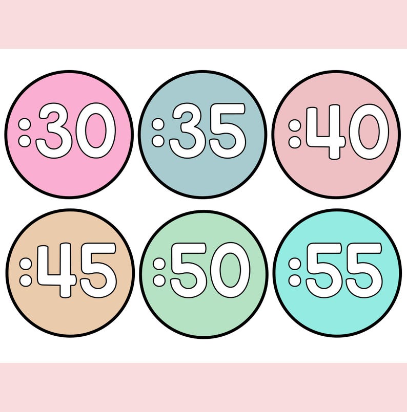 Printable Boho Bright Clock Numbers Display, Editable Clock Numbers ...