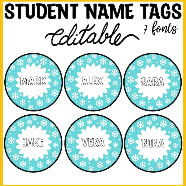 Snowflake Name Tags - Etsy