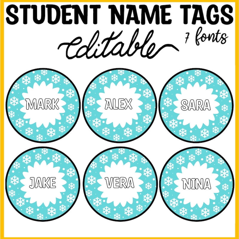 Winter Name Tags - Etsy